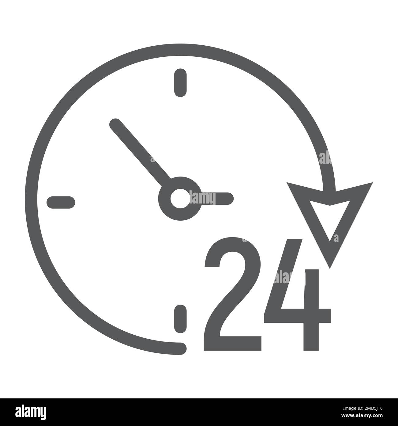 Twenty four hour line icon, e commerce and marketing, clock sign vector ...