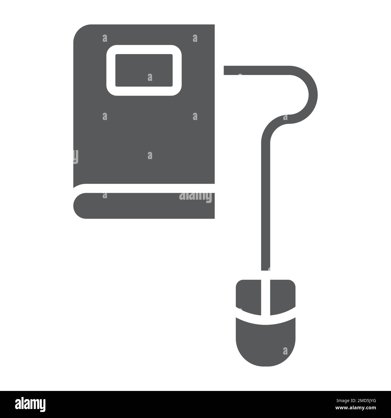 Mouse and book glyph icon, e learning and education, knowledge sign ...