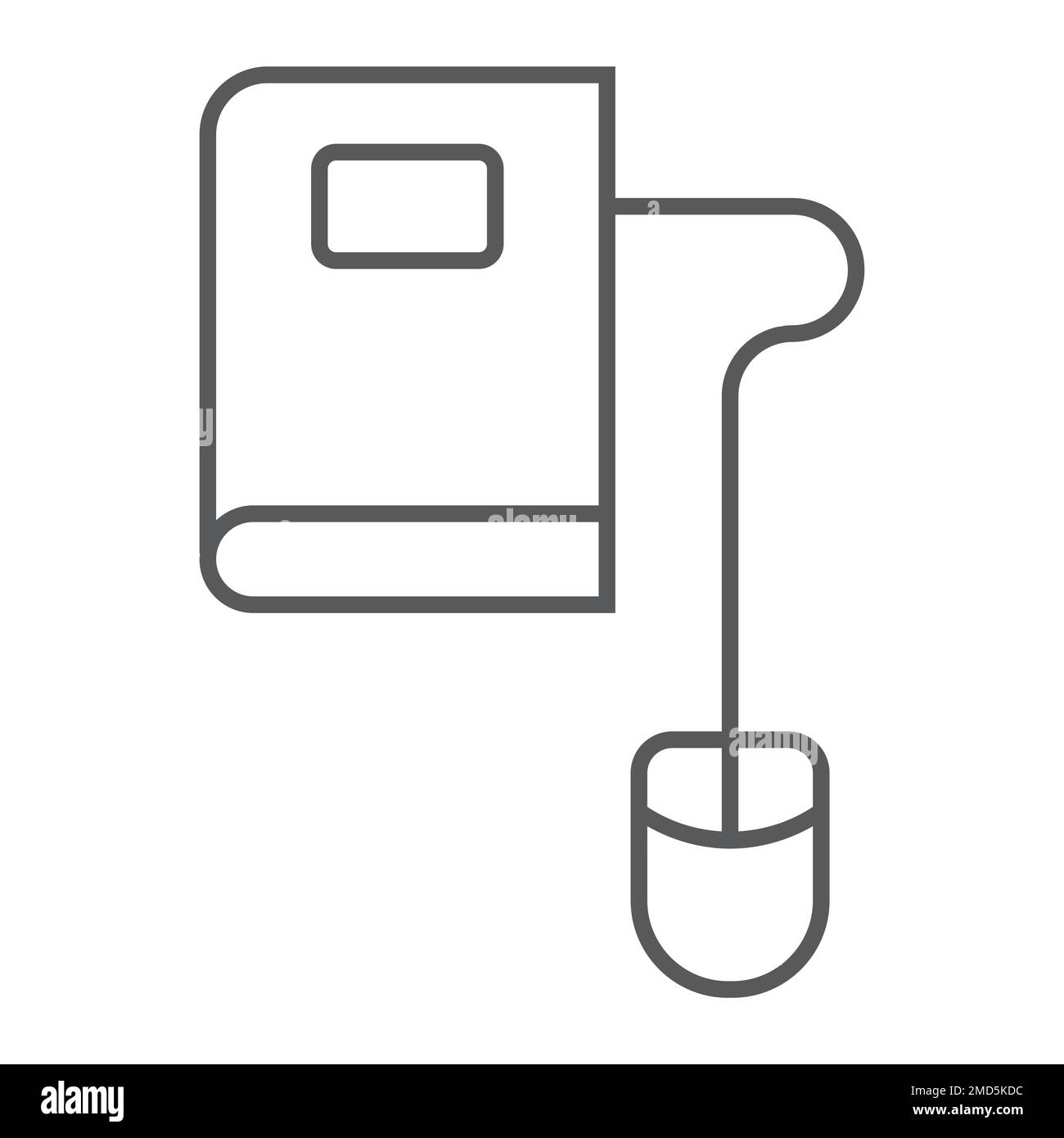 Mouse and book thin line icon, e learning and education, knowledge sign ...