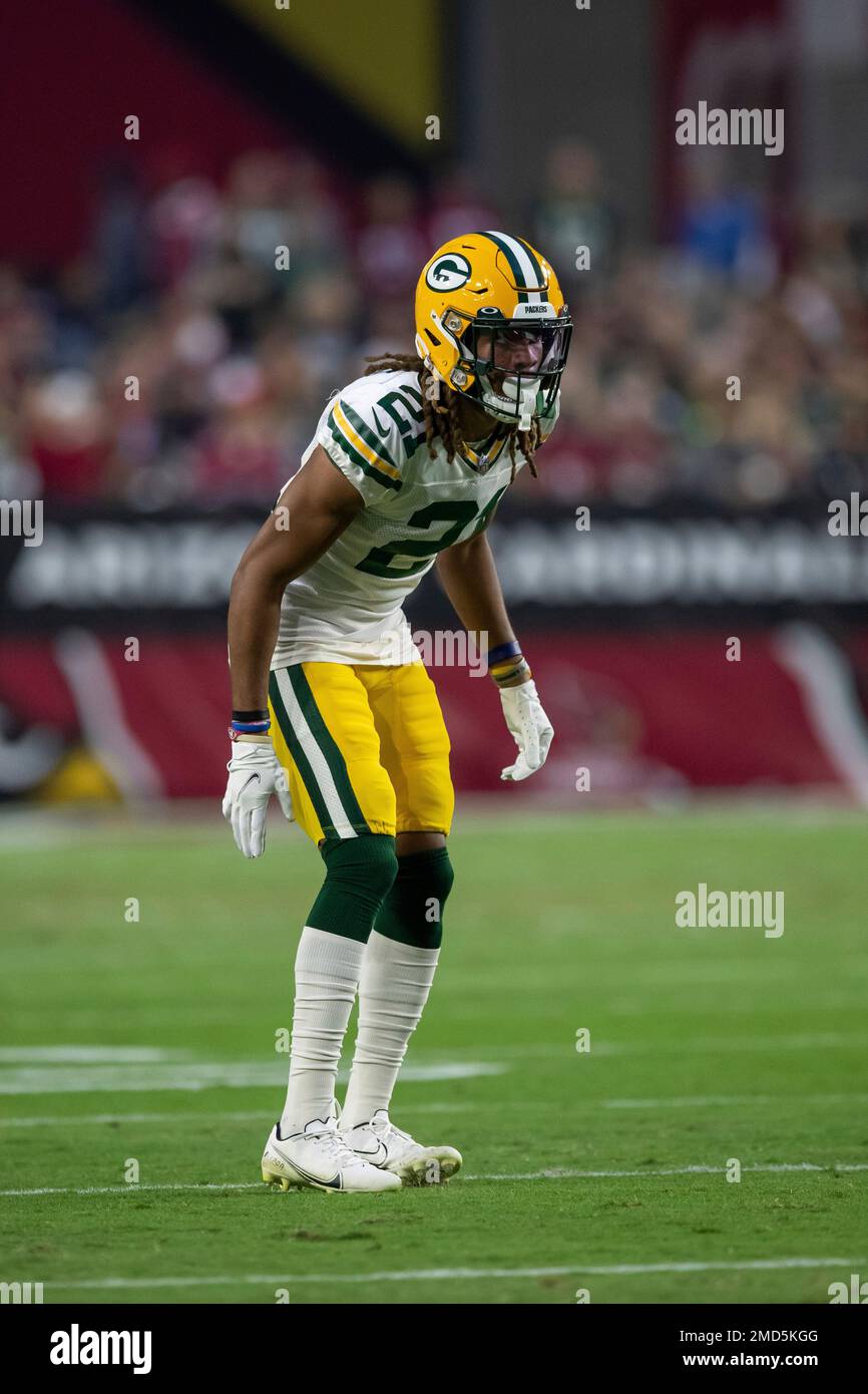 Cornerback (21) Eric Stokes of the Green Bay Packers against the ...