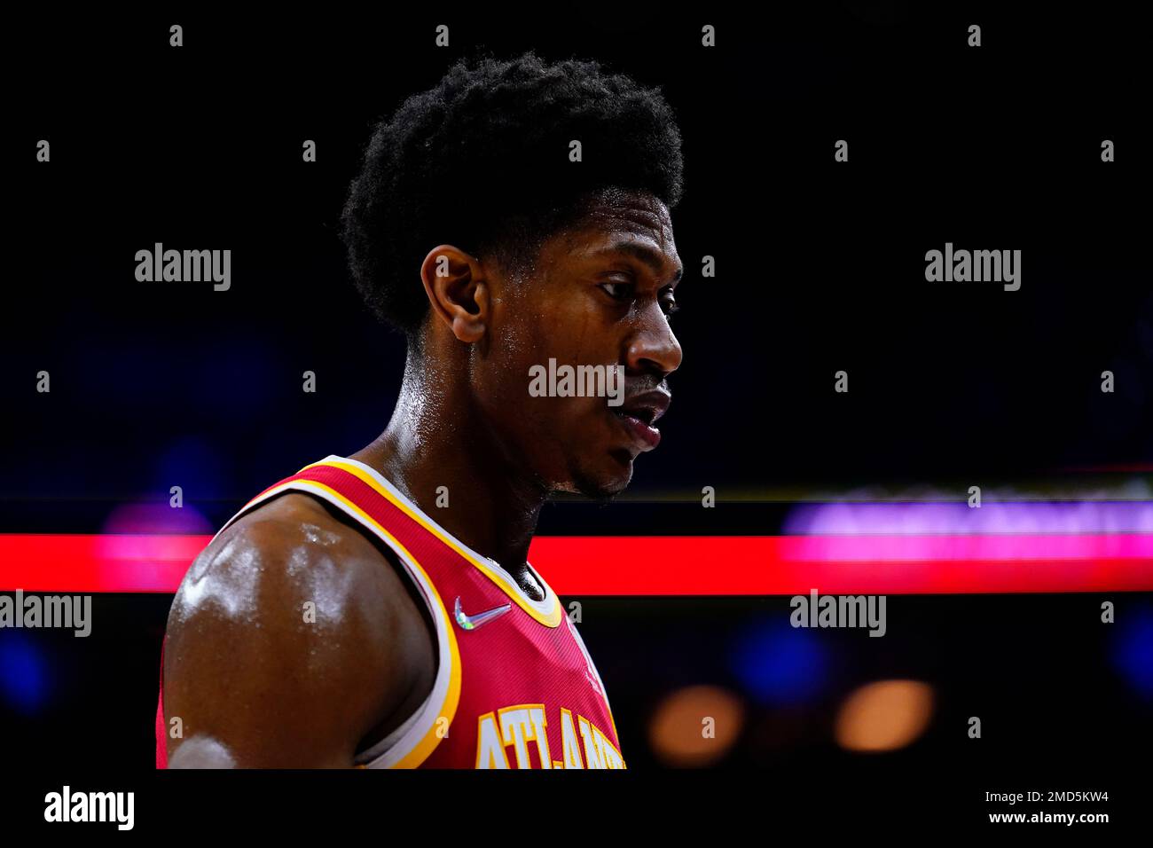 Atlanta Hawks' De'Andre Hunter plays during an NBA basketball game ...