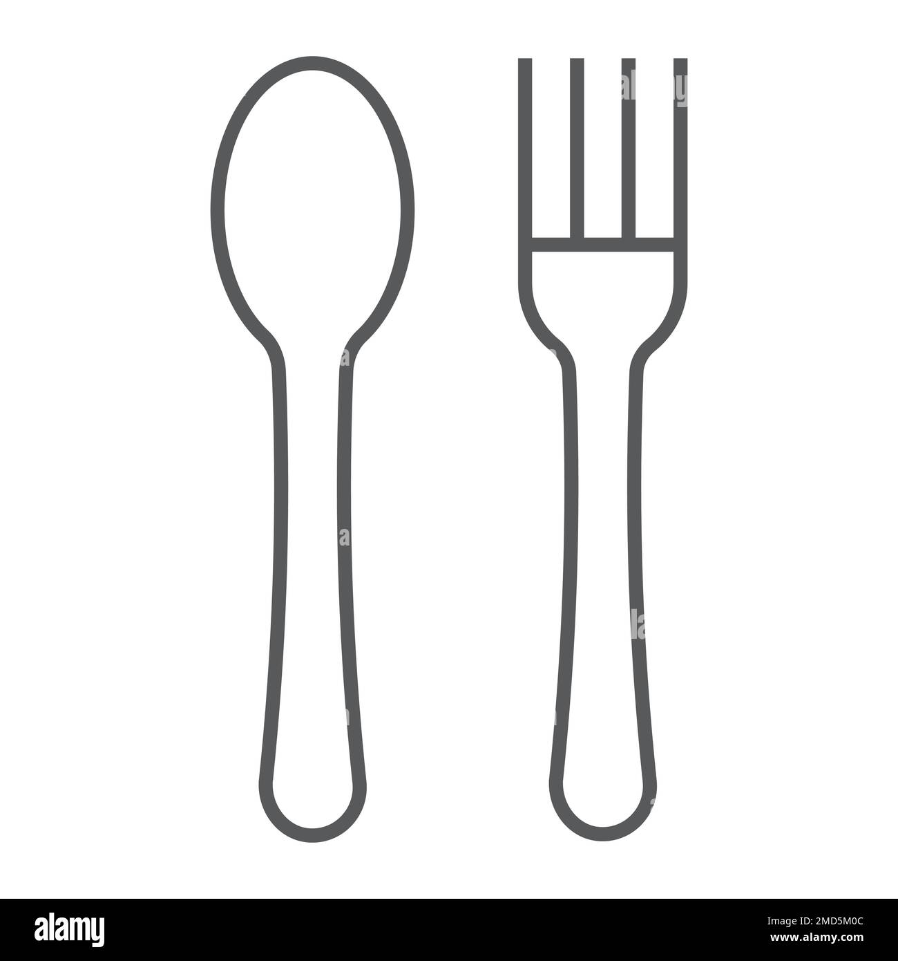 Fork and spoon thin line icon, kitchen and cooking, diner sign vector ...