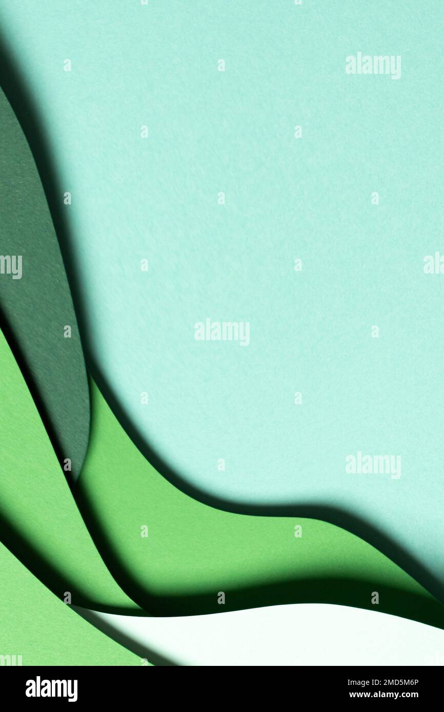 Abstract green color paper texture background. Minimal paper cut style ...