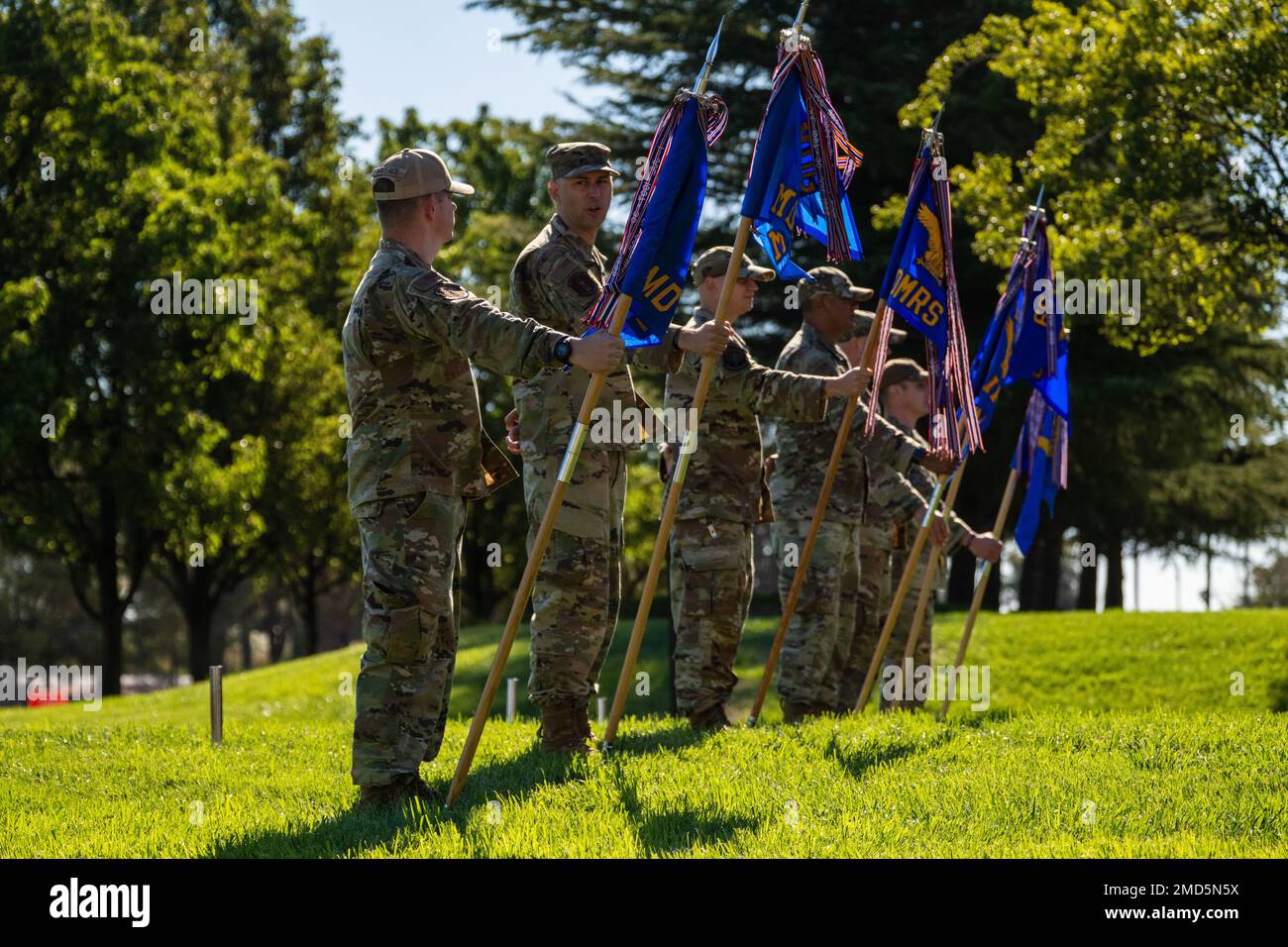 U.S. Air Force First Sergeants present respective squadron guidons ...