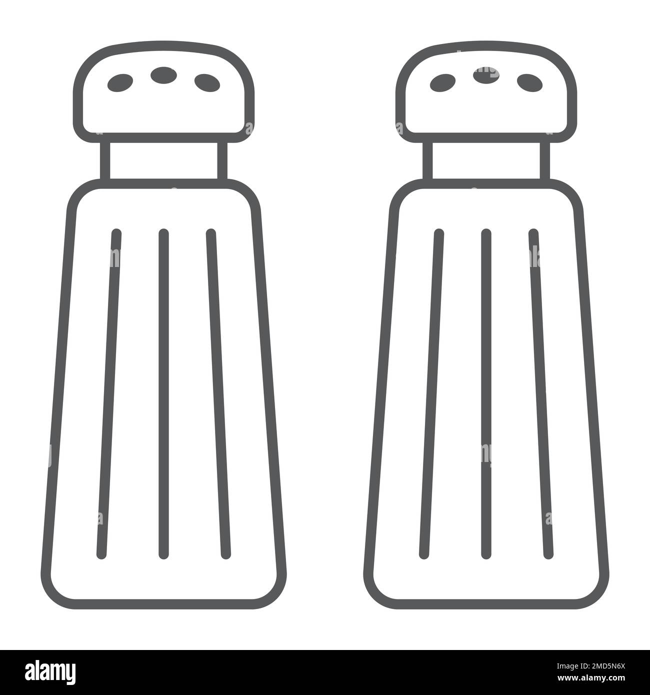 Salt and pepper shaker thin line icon, kitchen and cooking, spice sign ...