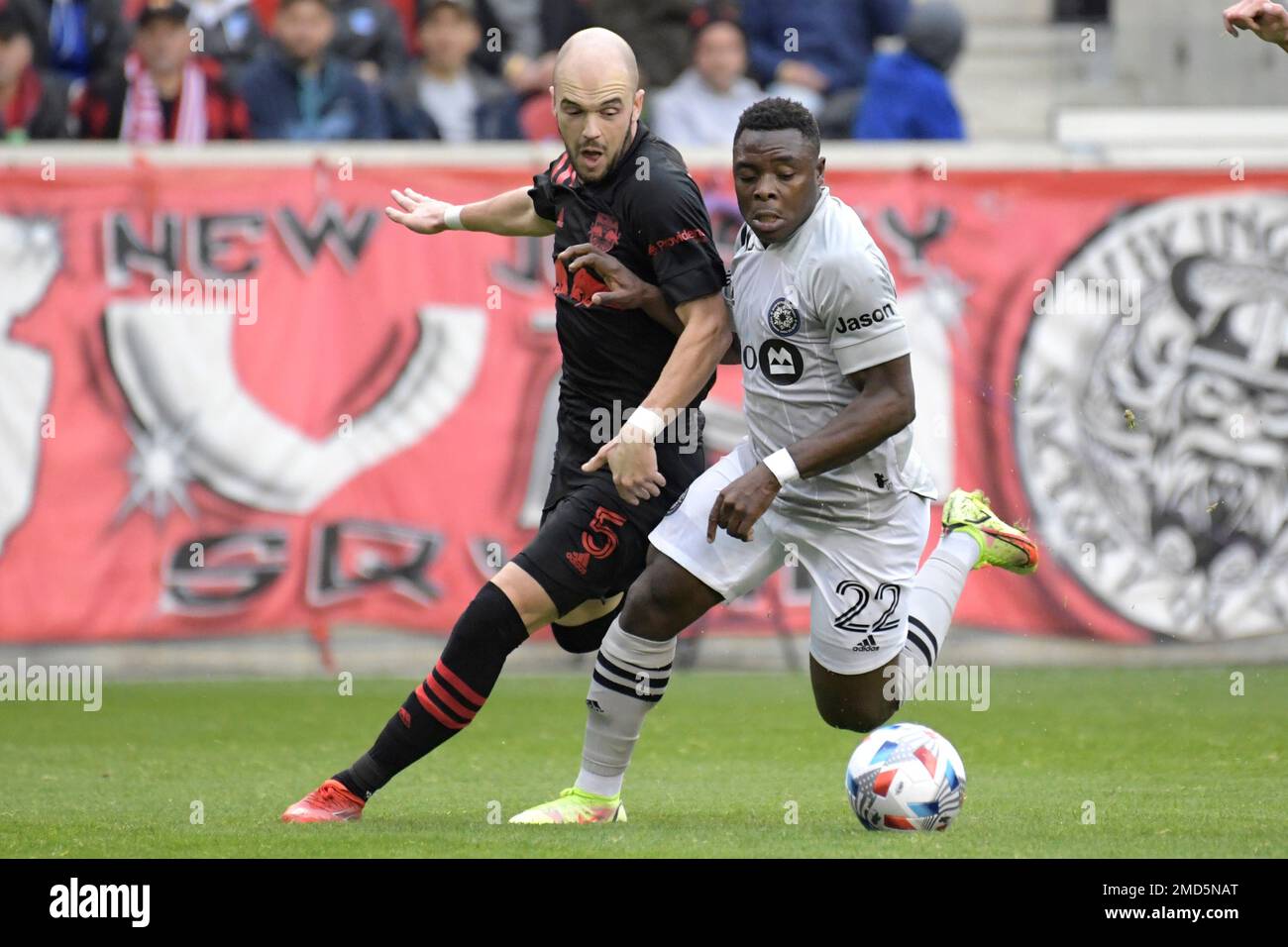 CF Montréal forward Sunusi Ibrahim (22) and New York Red Bulls defender ...