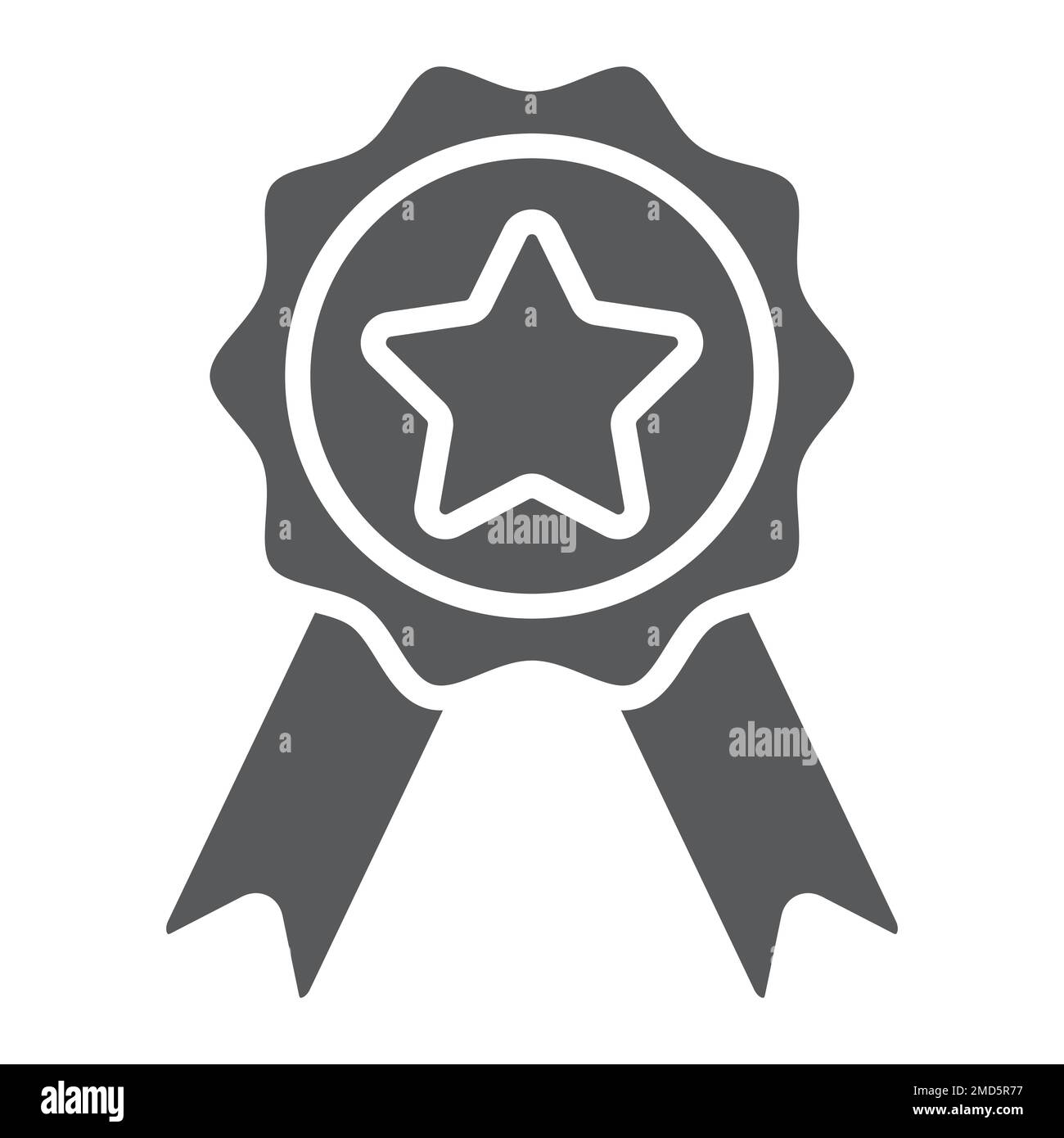 Badge with ribbons glyph icon, e commerce and award, quality sign ...