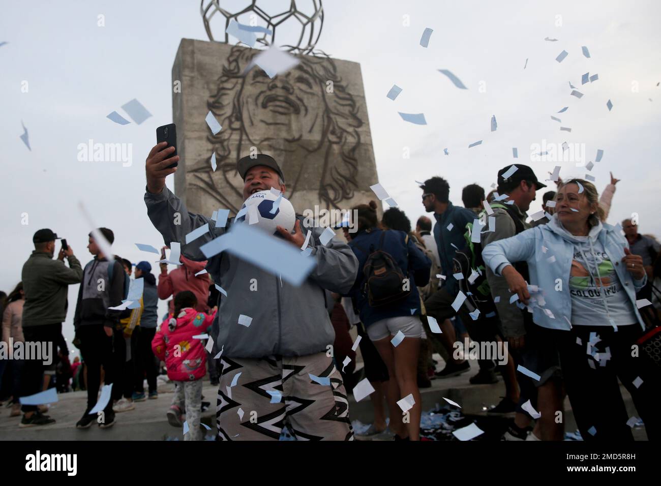 People attend the inauguration of a monument honoring the late Diego ...