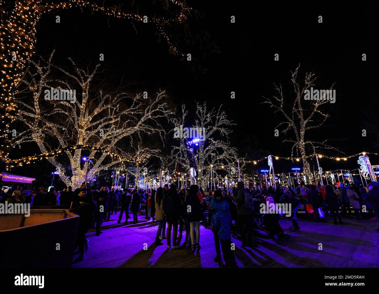Vienna, Austria, Dec. 2019: People ice-skating at Christmas World on ...
