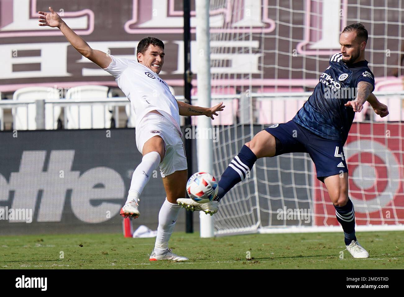 Inter Miami forward Robbie Robinson, left, and New York City FC ...