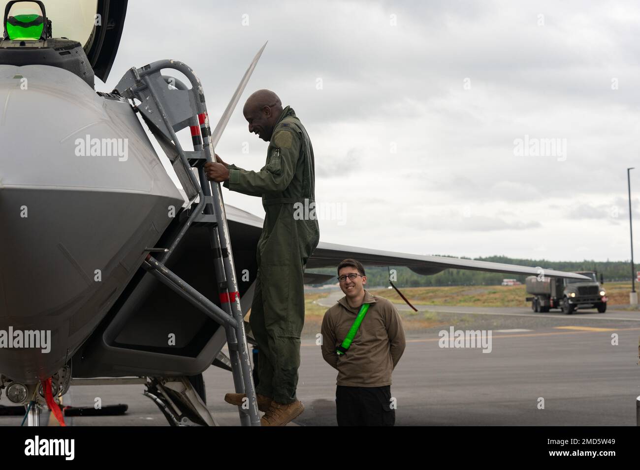 U.S. Air Force Col. Travolis Simmons, 3rd Wing commander, completes a ...