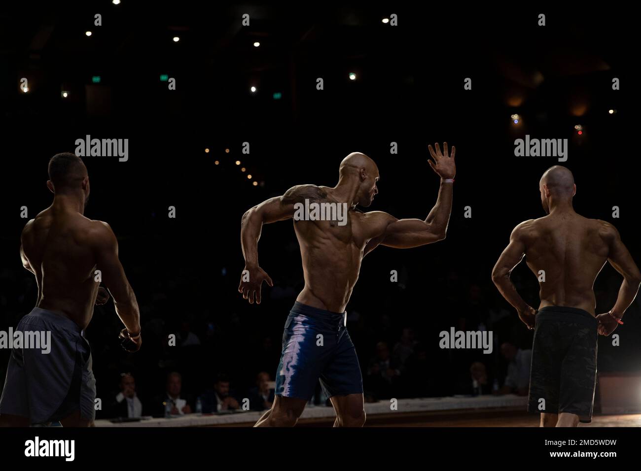 Palestinian bodybuilders perform during the competitions of the ...