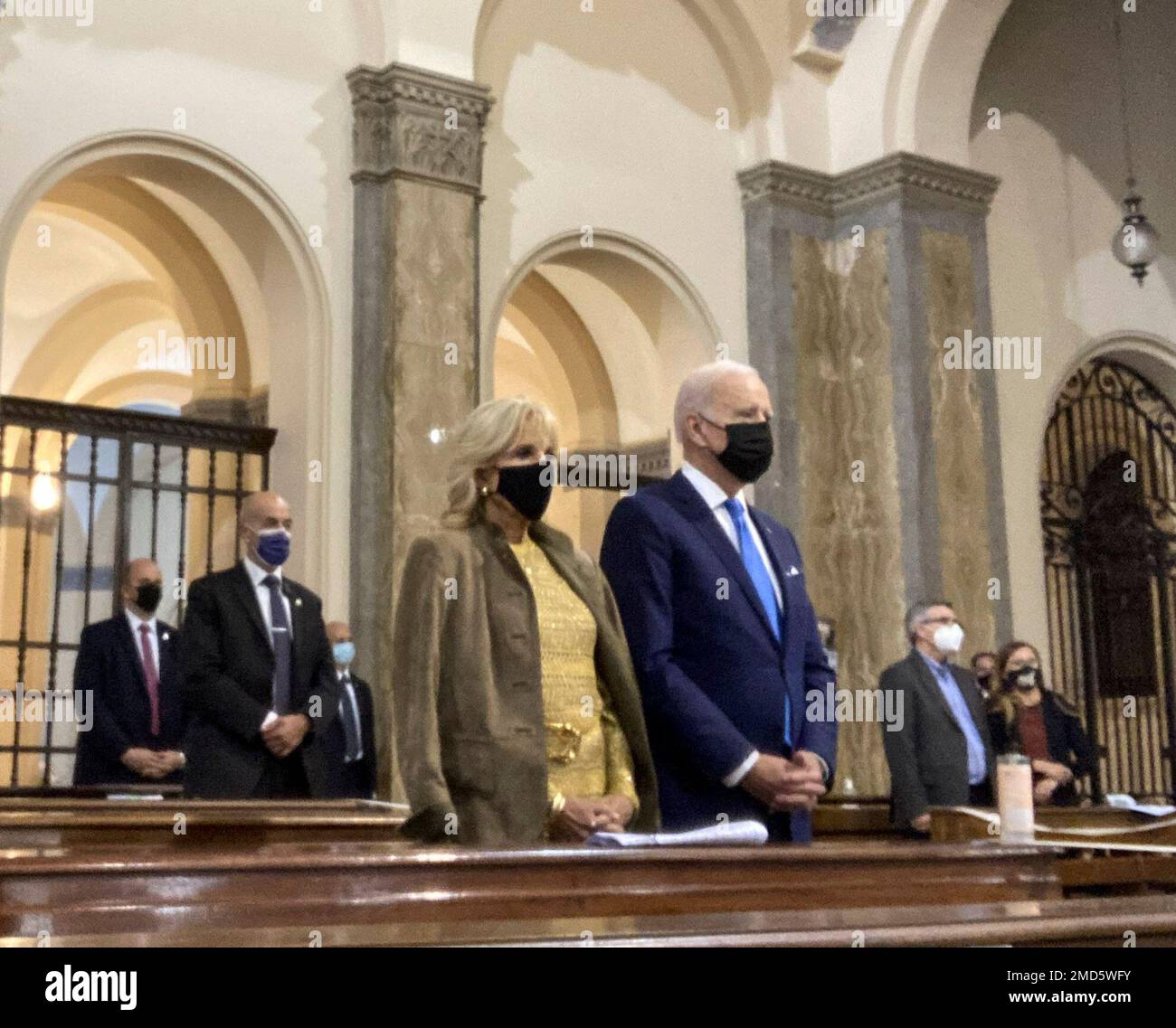 U.S. President Joe Biden and and first lady Jill Biden attend mass at ...