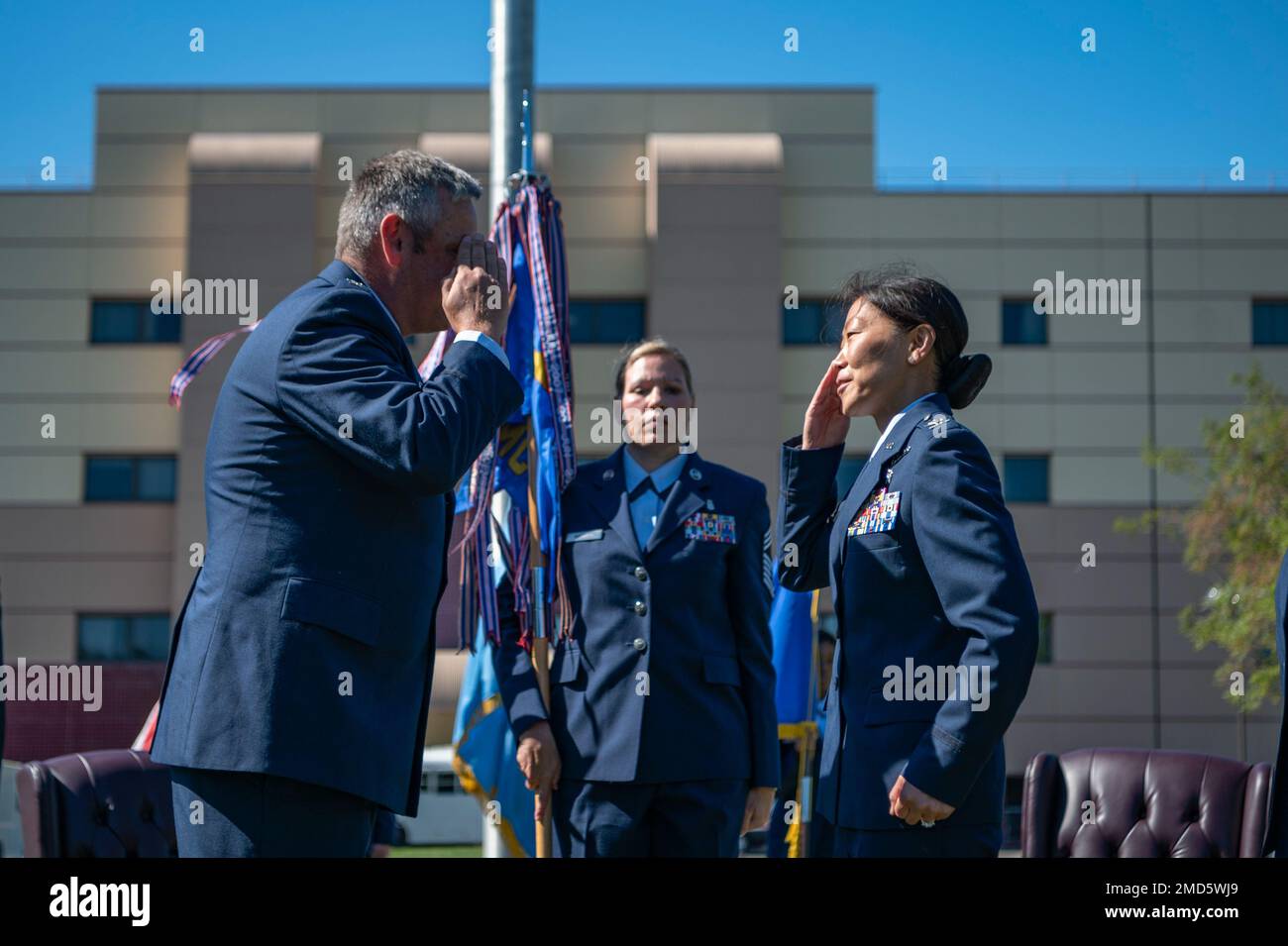 U.S. Air Force Col. Corey Simmons, left, 60th Air Mobility Wing ...