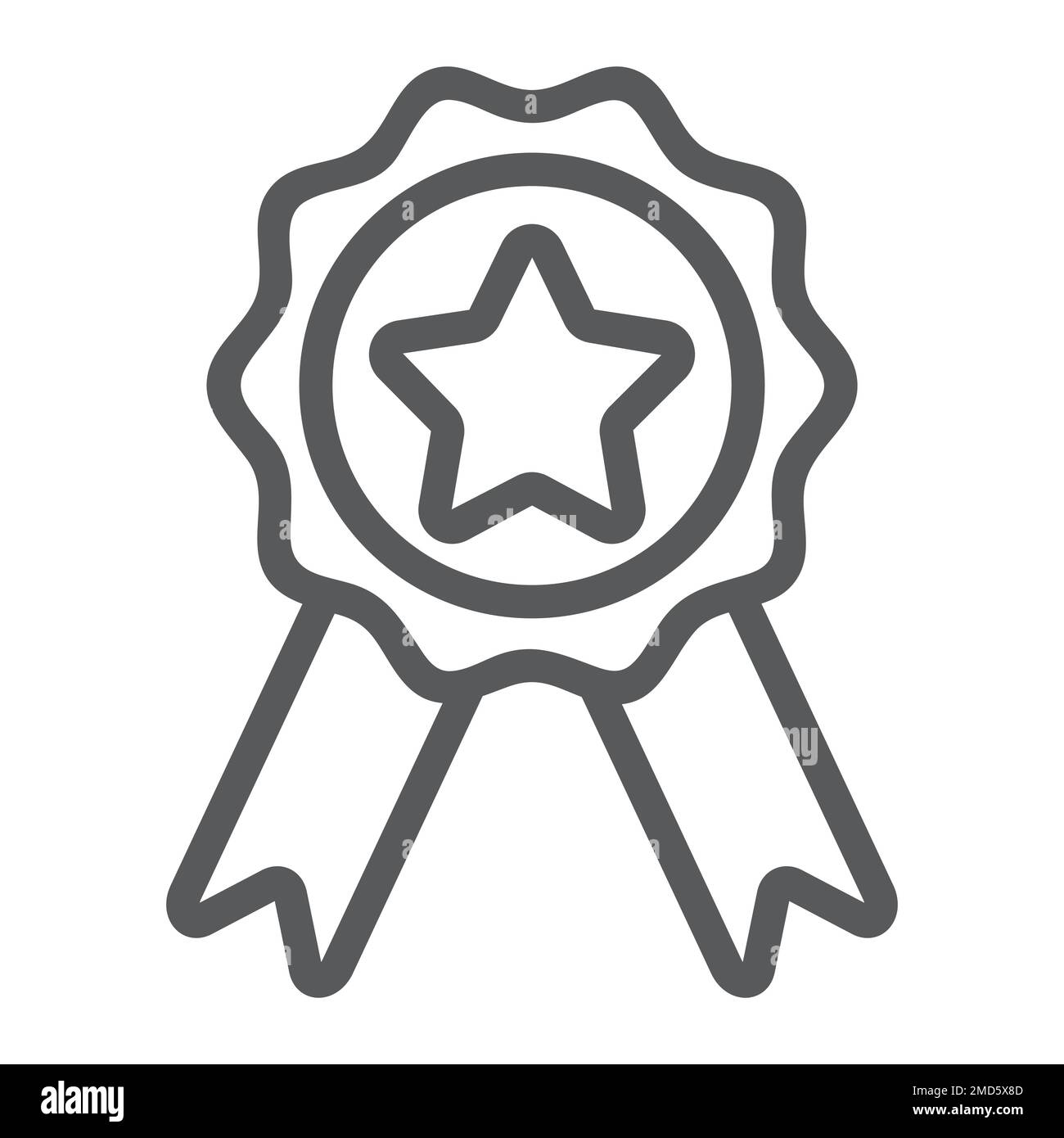 Badge with ribbons line icon, e commerce and award, quality sign vector ...