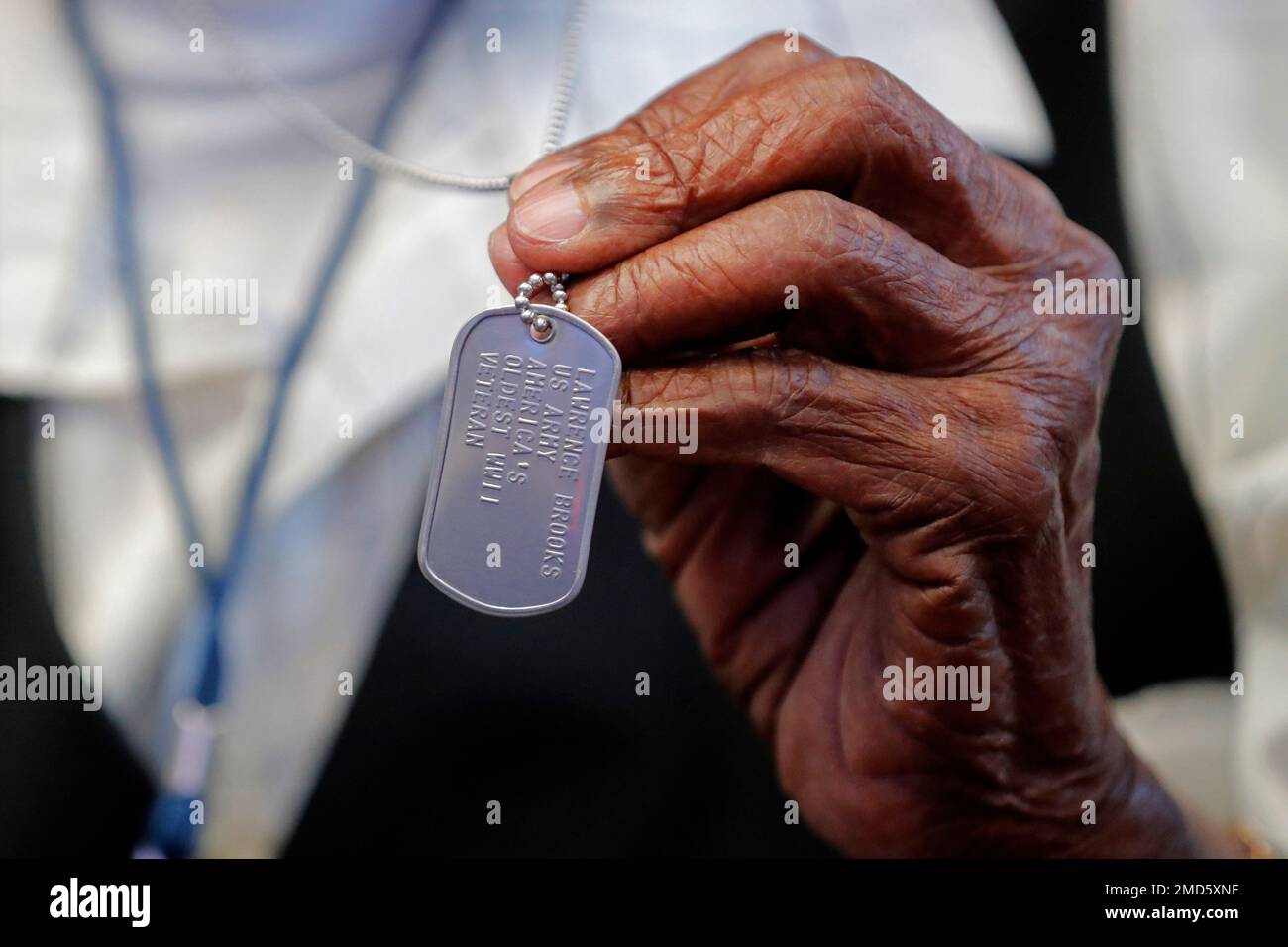 FILE - In this Sept. 12, 2019 file photo, World War II veteran Lawrence ...