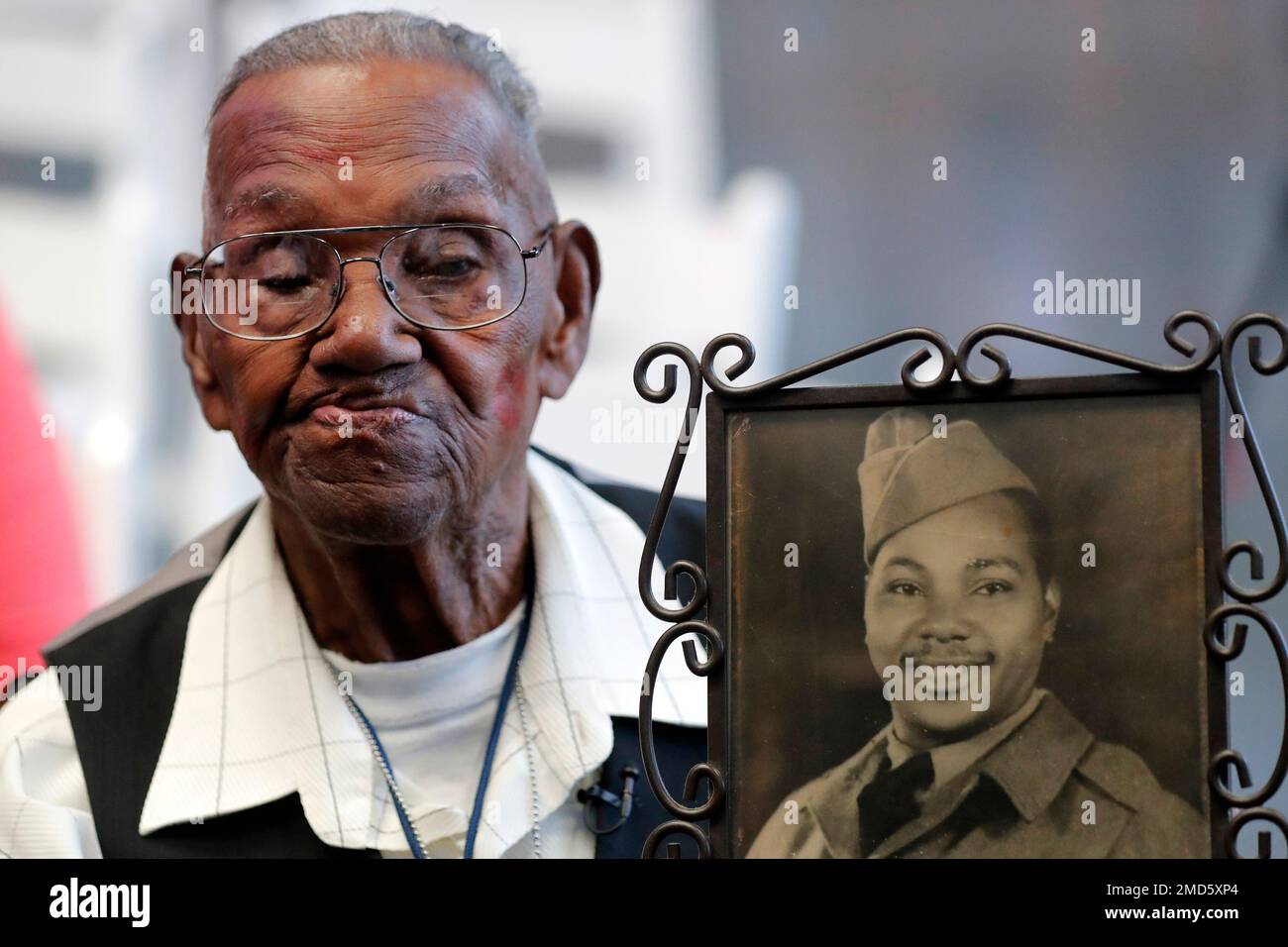 FILE - In this Sept. 12, 2019 file photo, World War II veteran Lawrence ...