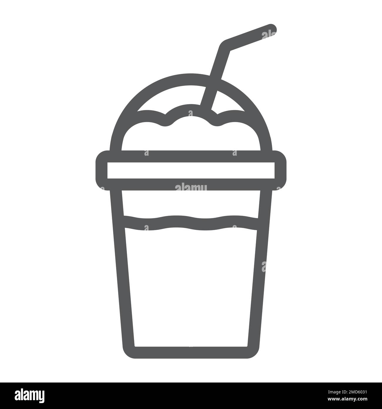 Frappe line icon, coffee and cafe, cream coffee sign vector graphics, a ...