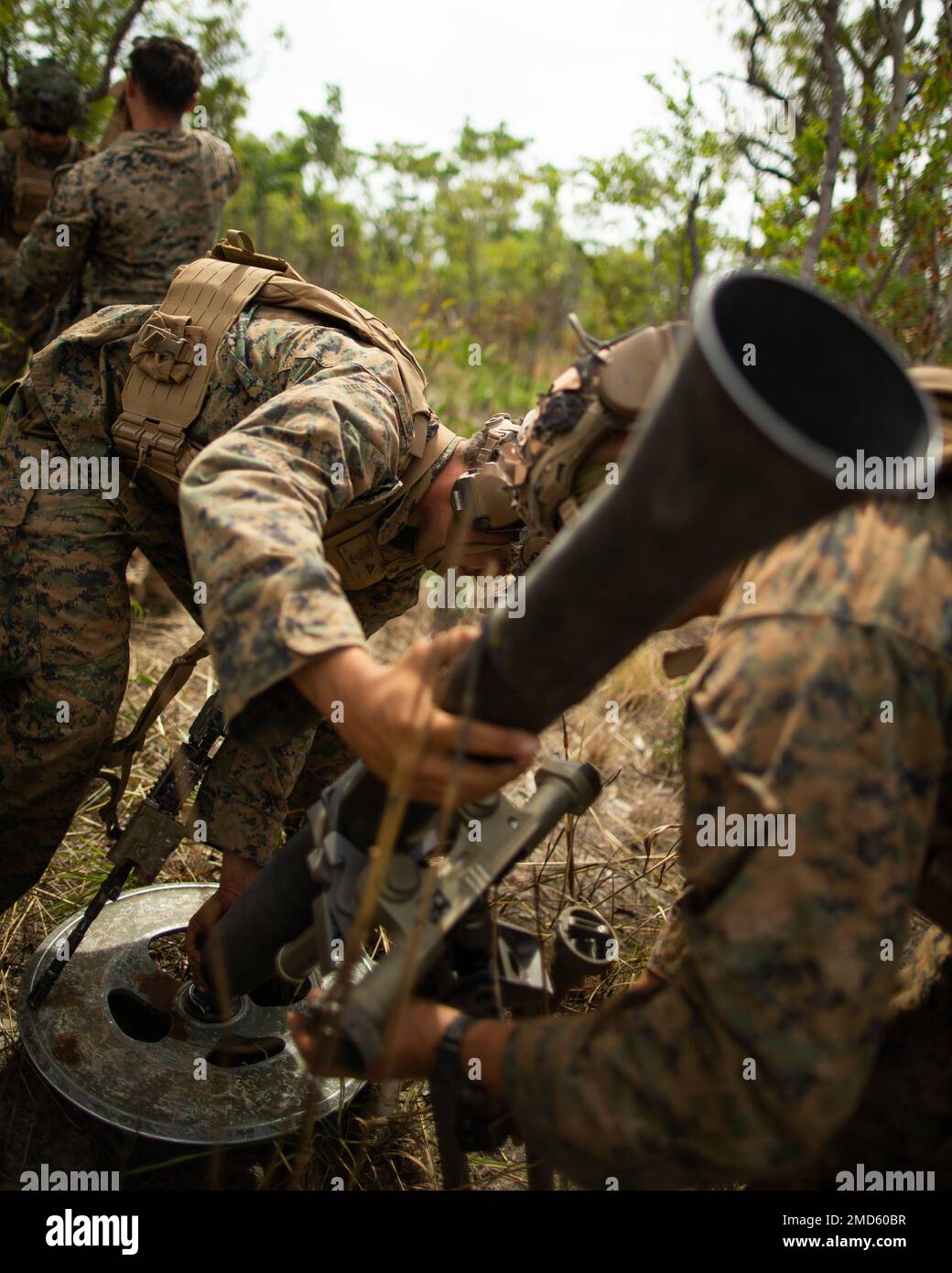 U.S. Marine Corps 81mm mortermen with 3d Battalion, 7th Marine Regiment ...
