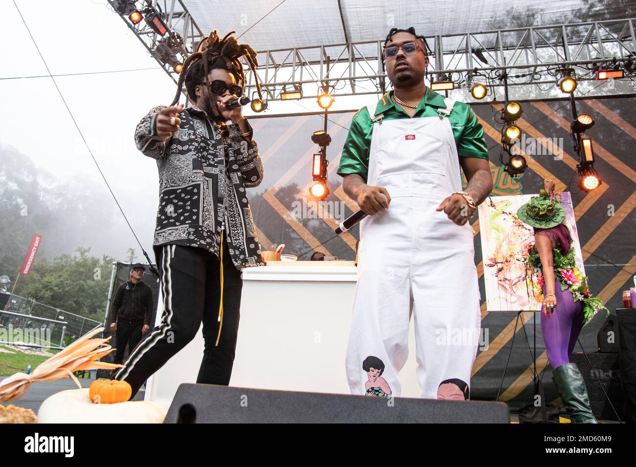 Johnny Venus, left, and Doctur Dot of EARTHGANG perform at the Outside ...