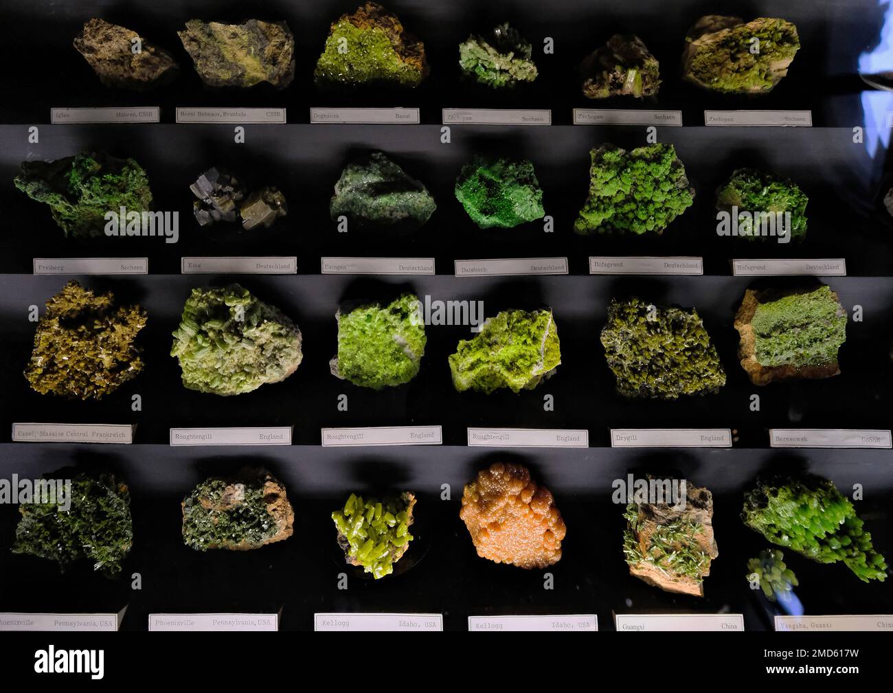 Vienna, Austria, Dec. 2019: Mineral and stone samples in the Museum of ...