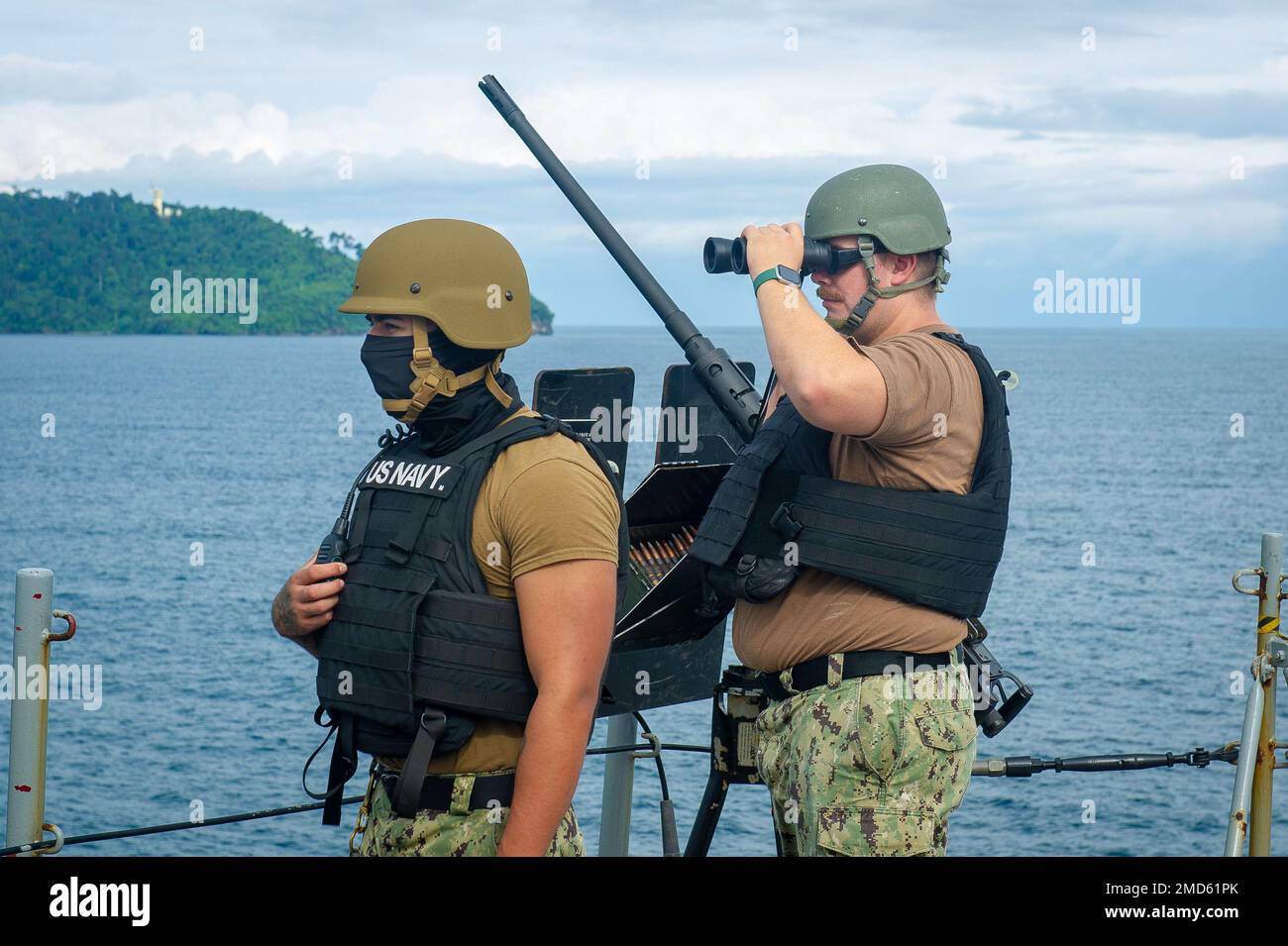 MALAYSIA (July 13, 2022) Gunner’s Mate 1st Class Richard Furman, right ...