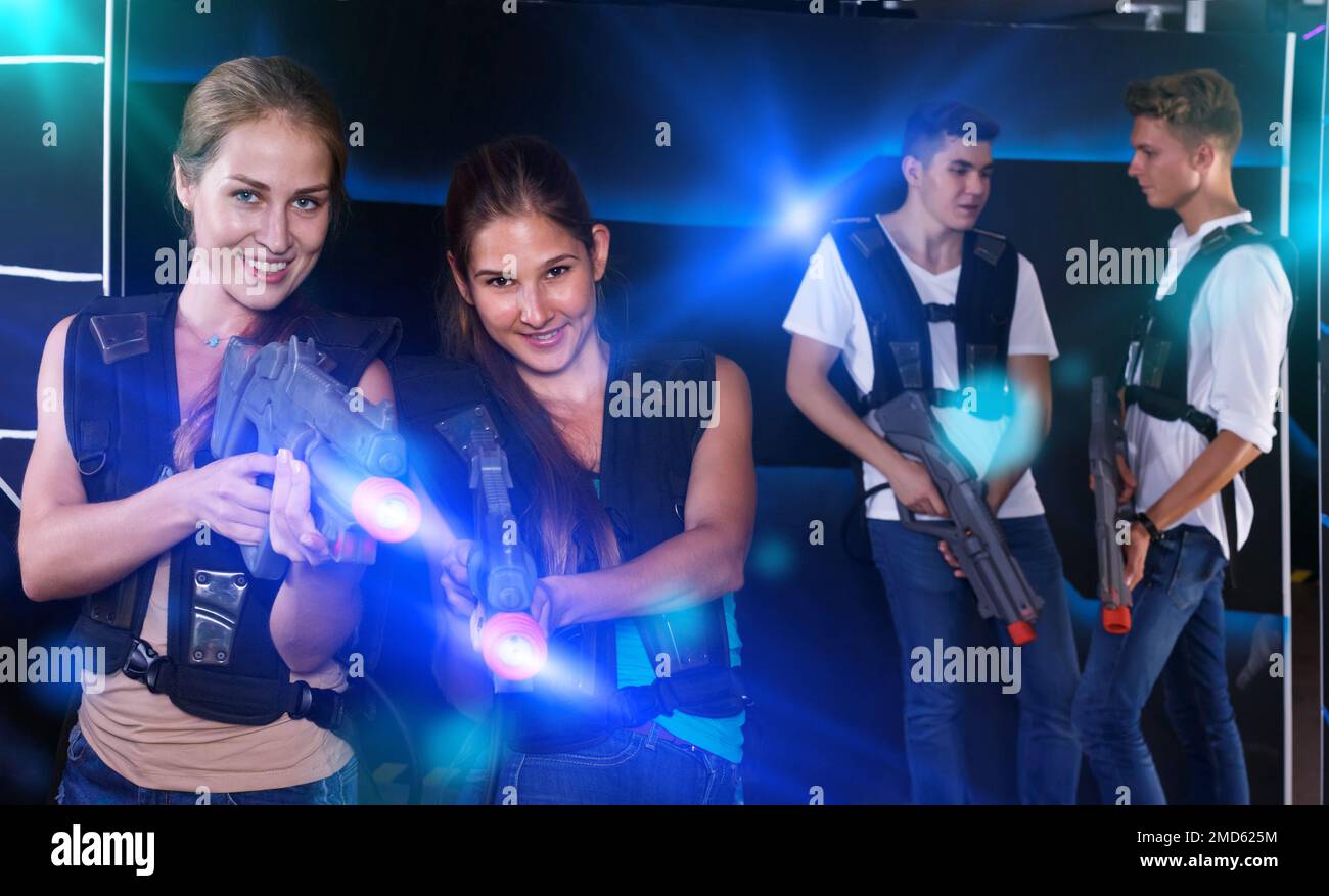 girls with laser guns Stock Photo - Alamy