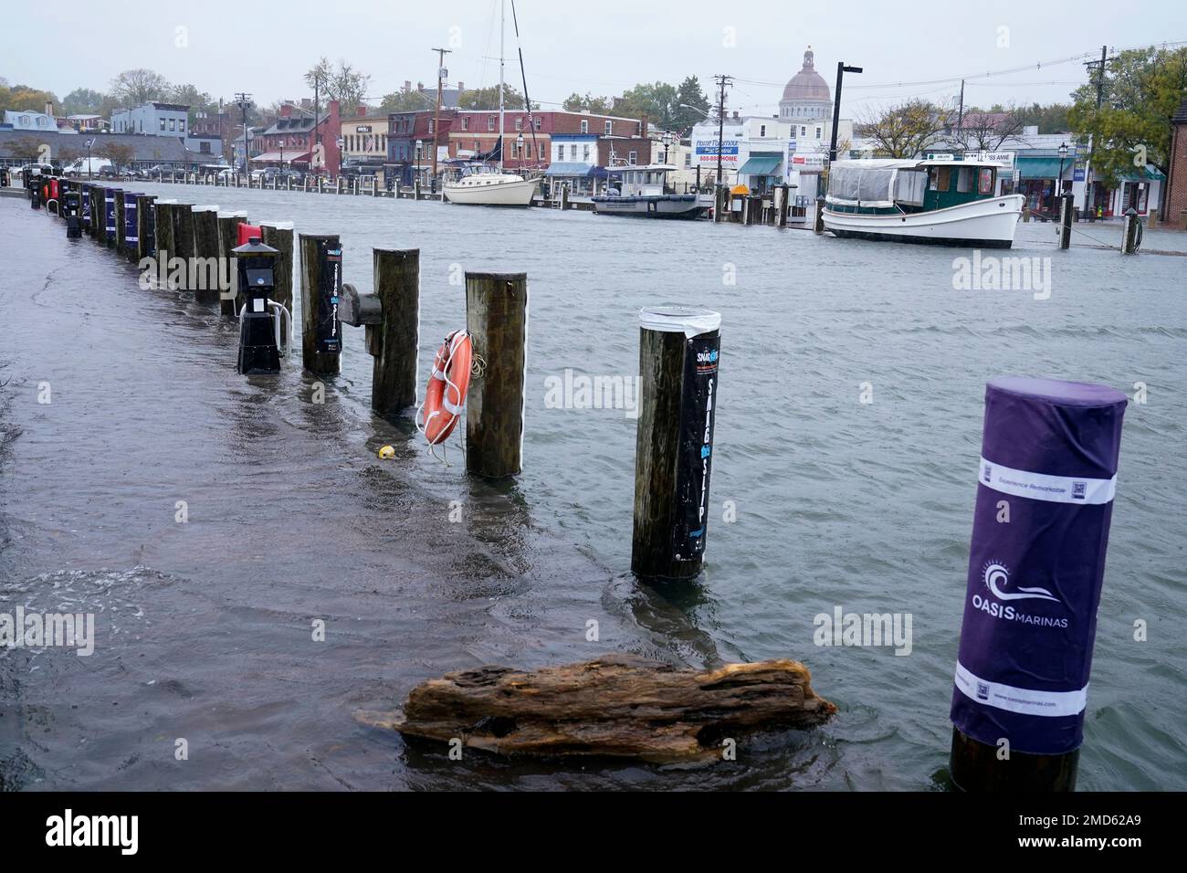 Downtown Annapolis, Md., is flooded, Friday, Oct. 29, 2021. The city is ...