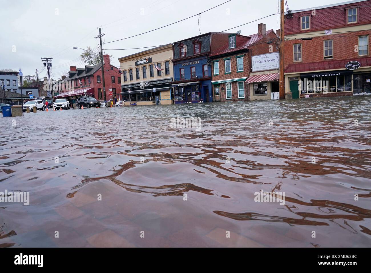 A street in downtown Annapolis, Md., Friday, Oct. 29, 2021, is flooded ...