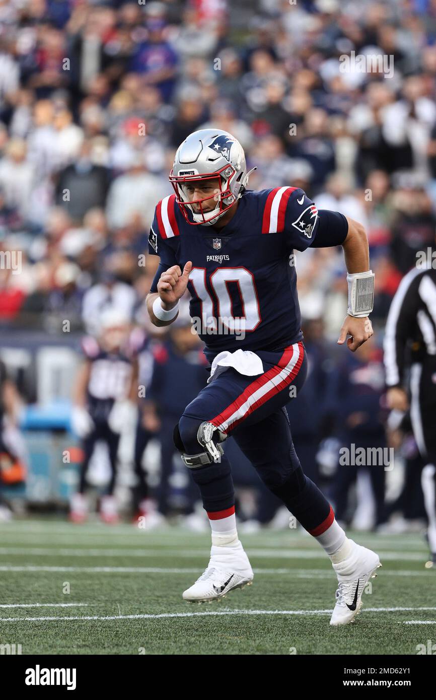 New England Patriots quarterback Mac Jones runs out to be a receiver ...