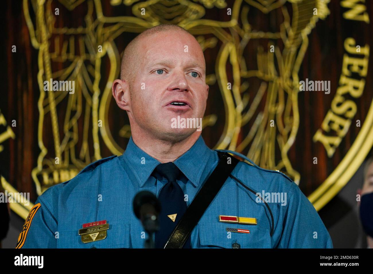 New Jersey State Police Major Frederick Fife speaks during a news ...