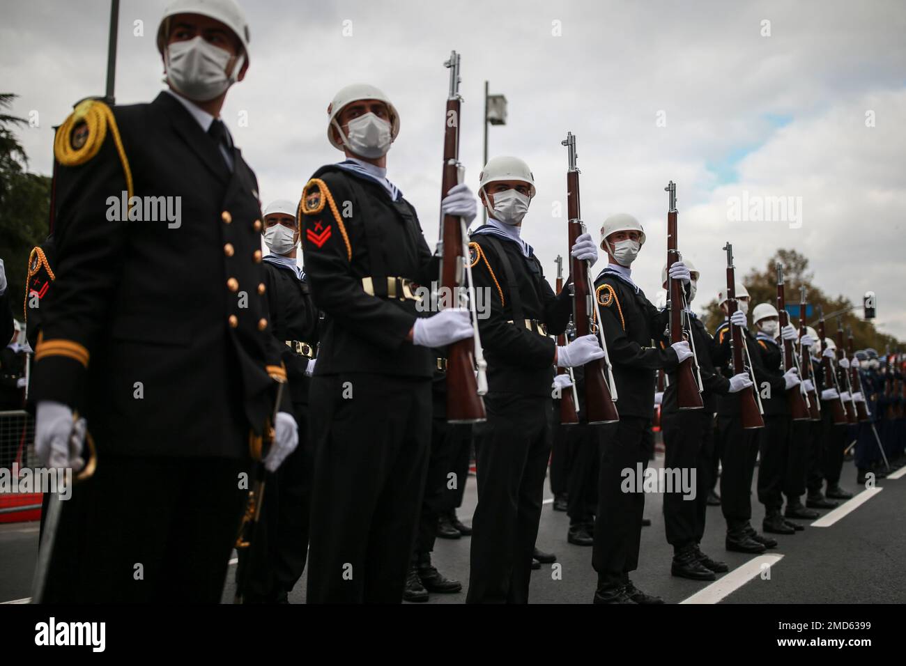 Turkish soldiers take part in a parade during the celebration of Turkey ...