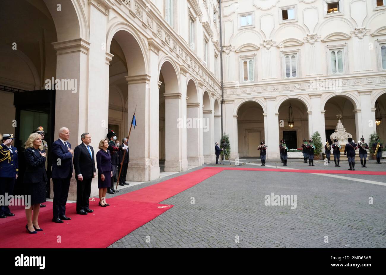 U.S. President Joe Biden, second left, and first lady Jill Biden ...
