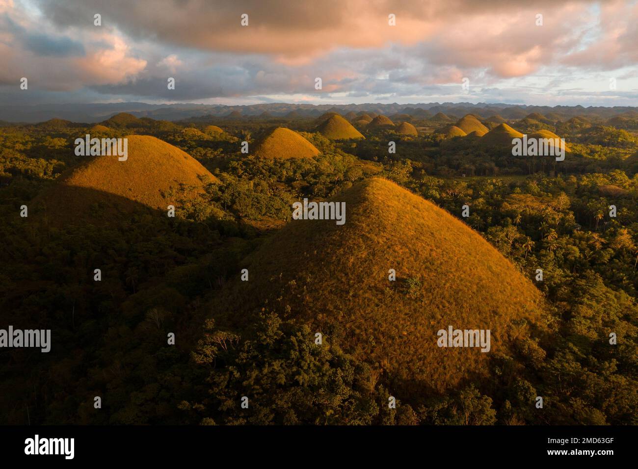 An aerial view of the Chocolate Hills in Carmen, Bohol, Philippines ...
