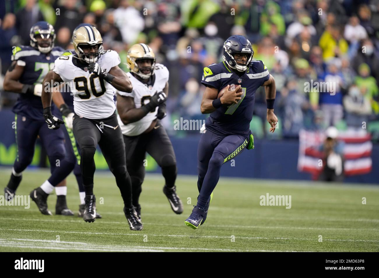 Seattle Seahawks quarterback Geno Smith during an NFL football game ...