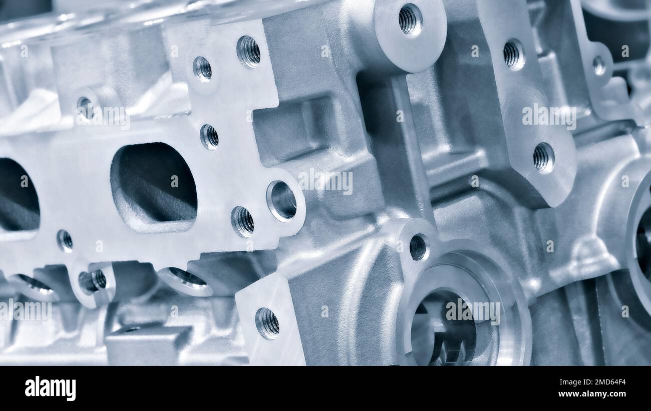 open block of four cylinder petrol engine, Open engine block exposing ...