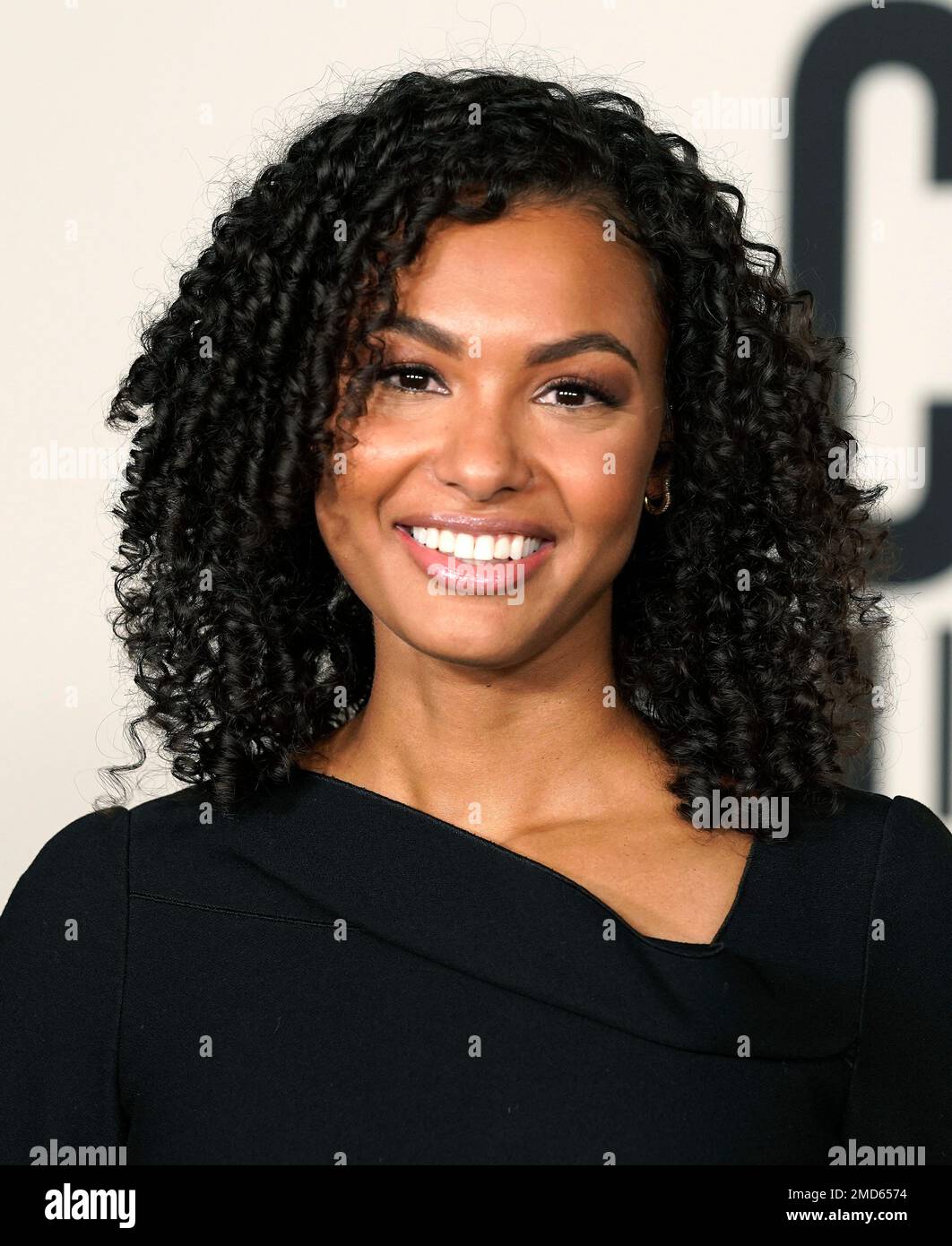 ESPN sports reporter Malika Andrews poses at the premiere of the ...