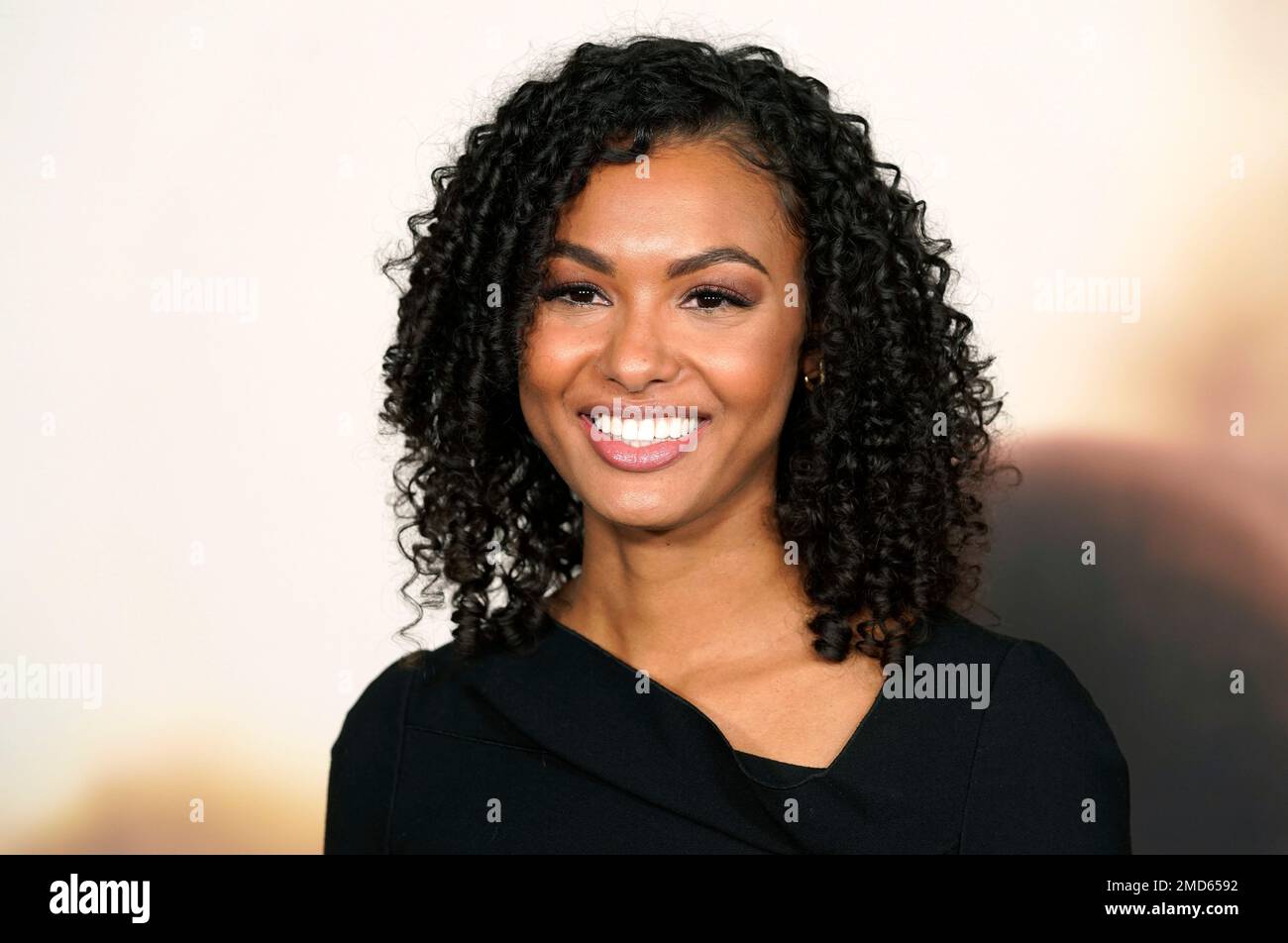 ESPN sports reporter Malika Andrews poses at the premiere of the ...