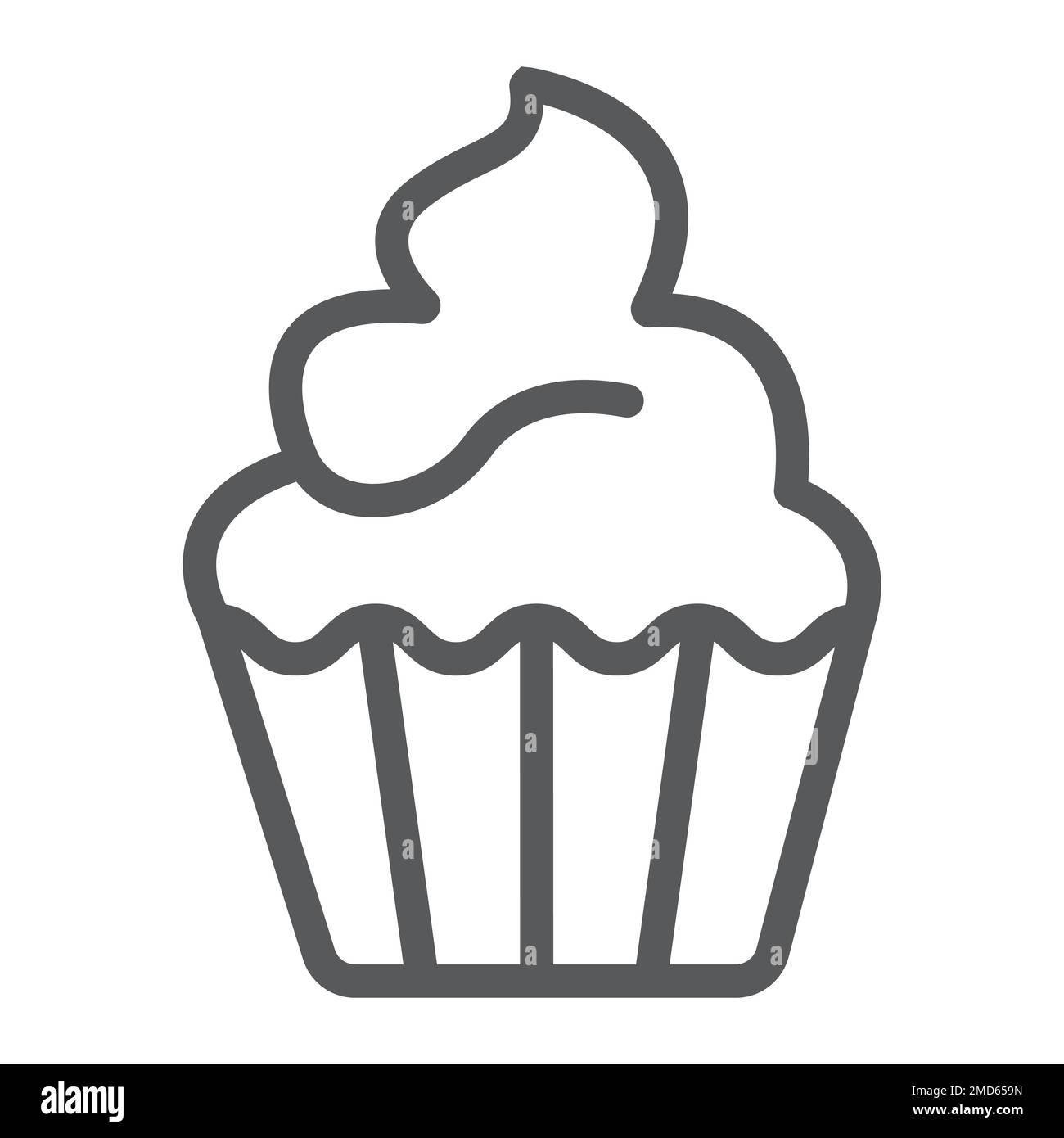 Cupcake line icon, sweet and tasty, dessert sign vector graphics, a ...