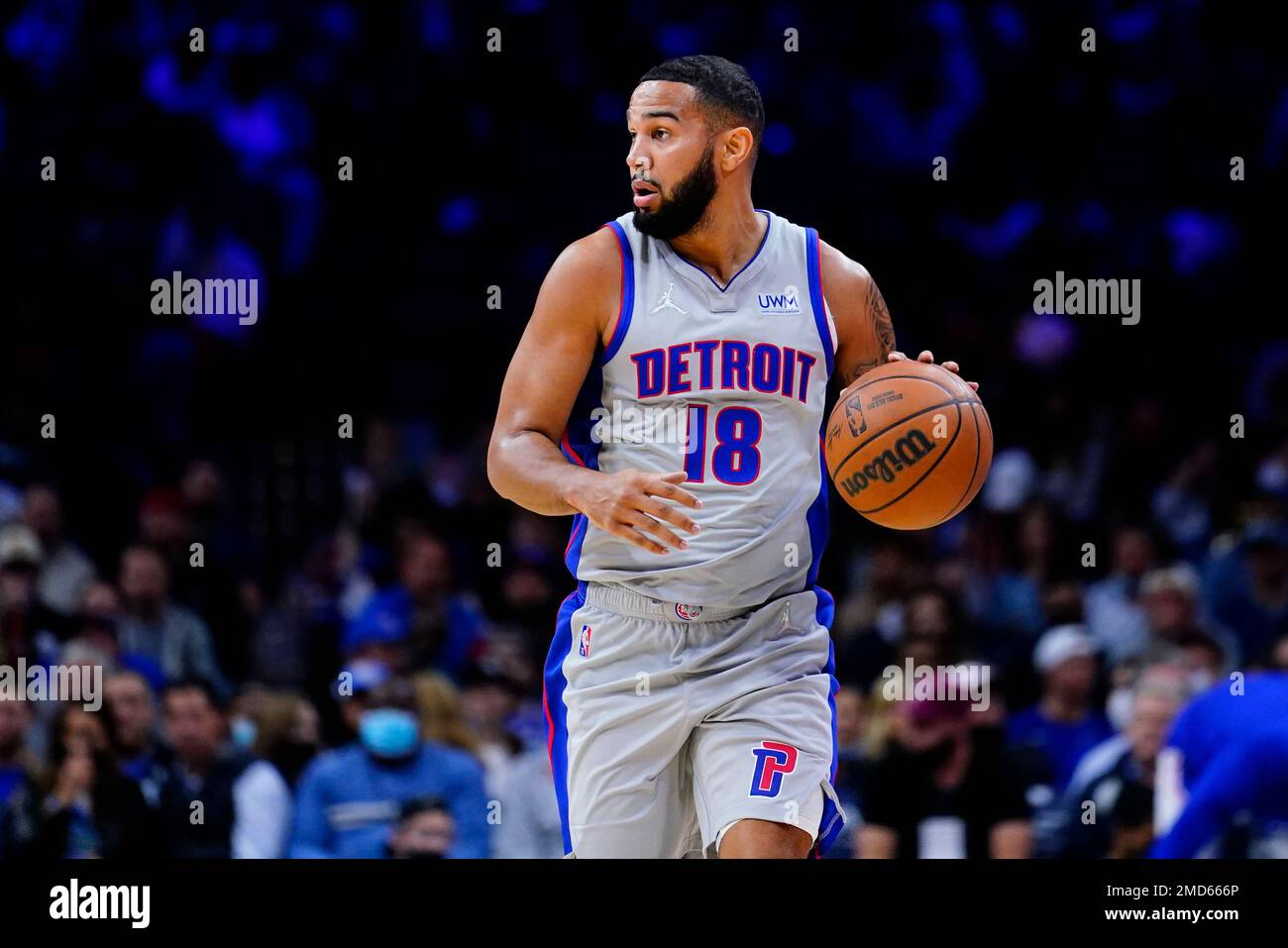 Detroit Pistons' Cory Joseph plays during an NBA basketball game ...