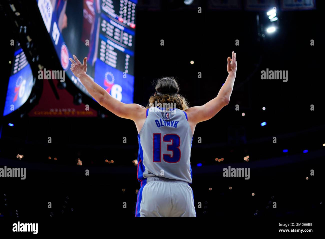 Detroit Pistons' Kelly Olynyk plays during an NBA basketball game ...