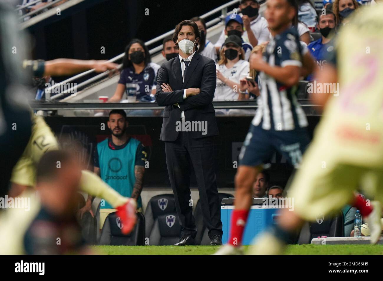 Coach Santiago Solari of Mexico's America stands on the sideline during ...