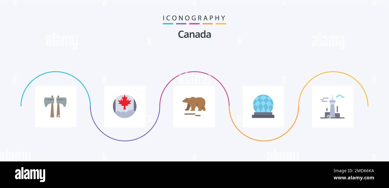 Canada Flat 5 Icon Pack Including tower. buildings. polar. architecture ...
