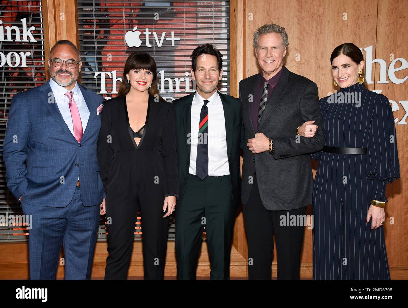 From left to right, actors Cornell Womack, Casey Wilson, Paul Rudd ...