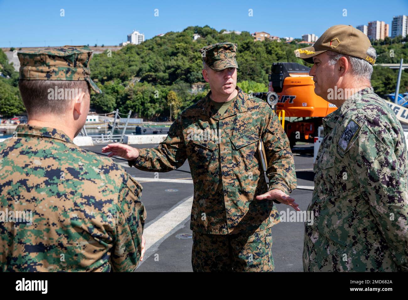220713-N-PC065-1039 RIJEKA, Croatia (July 13, 2022) – U.S. Navy Capt. Eric Kellum, right ...