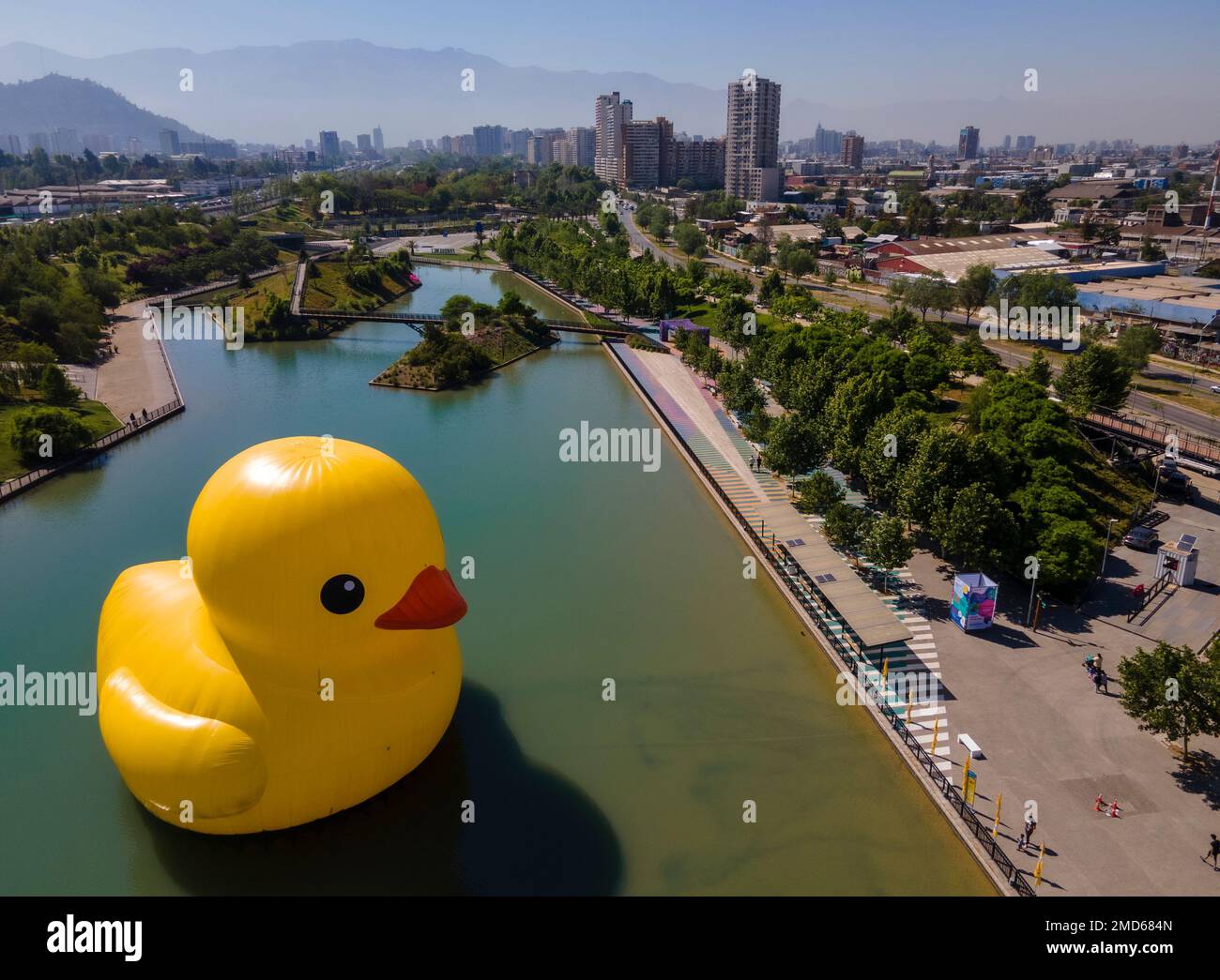 A giant inflatable rubber duck designed by Dutch artist Florentijn ...