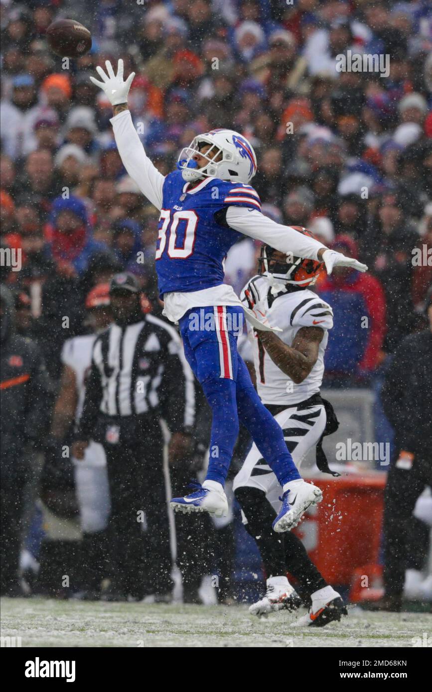 Buffalo Bills cornerback Dane Jackson (30) breaks up a pass intended ...