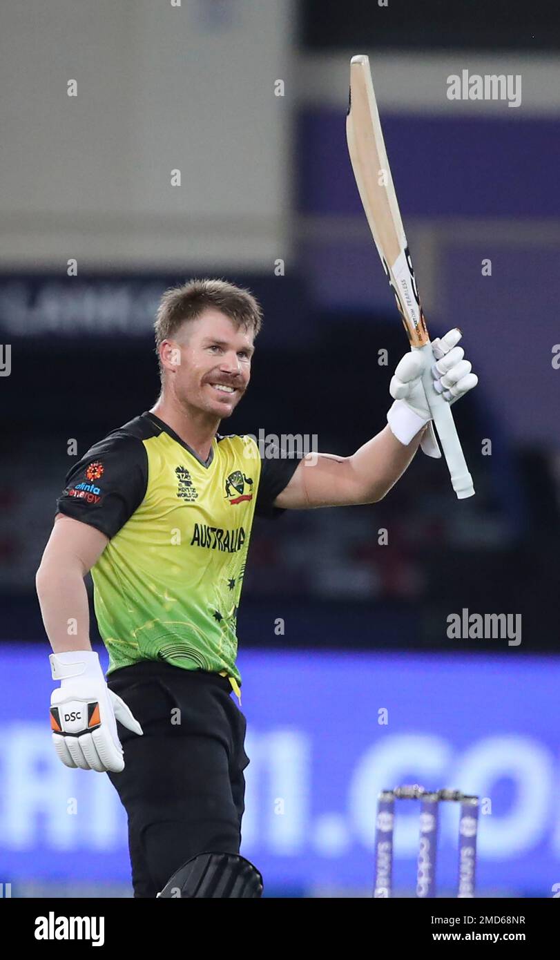 Australia's David Warner celebrates his fifty runs during the Cricket ...