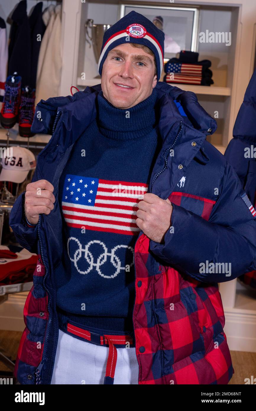 Alpine skier Ryan Cochran-Siegle models the Team USA Beijing winter ...