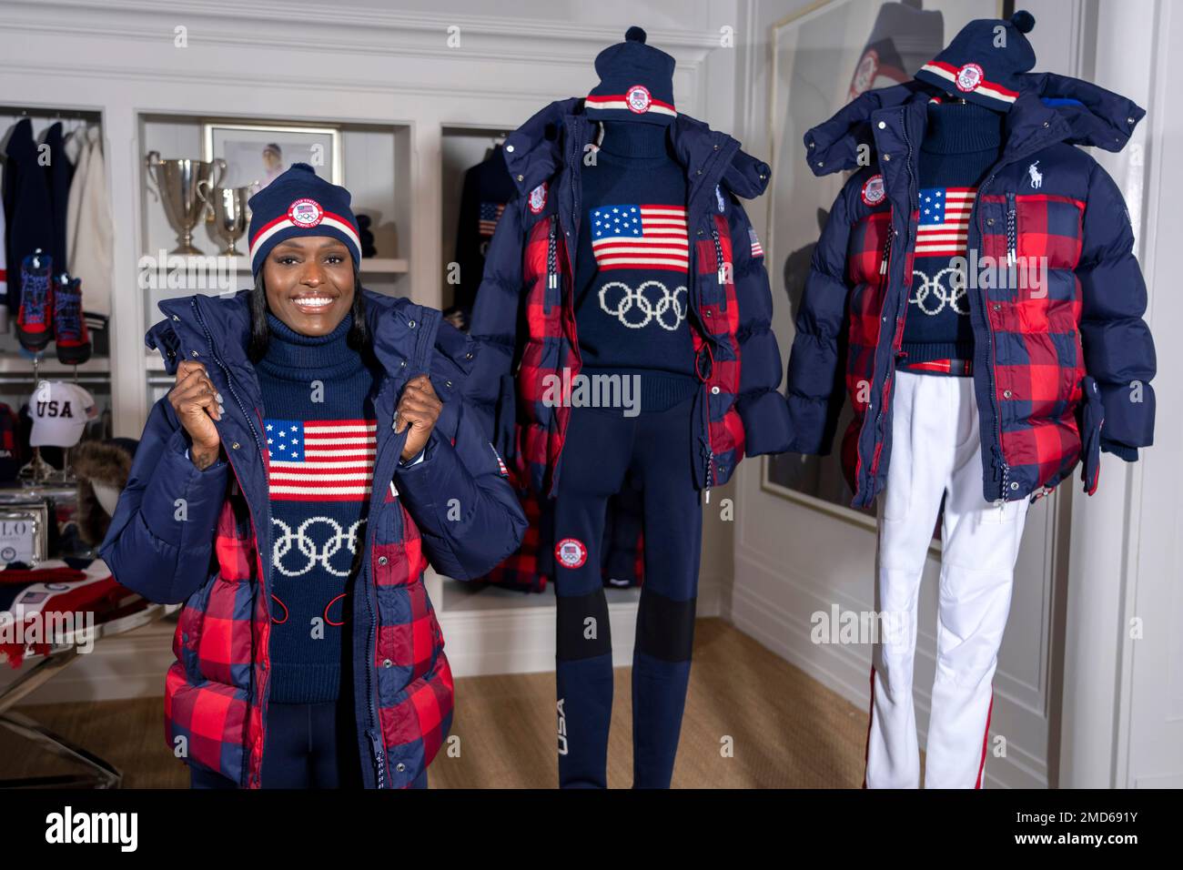 Bobsledder Aja Evans models the Team USA Beijing winter Olympics ...